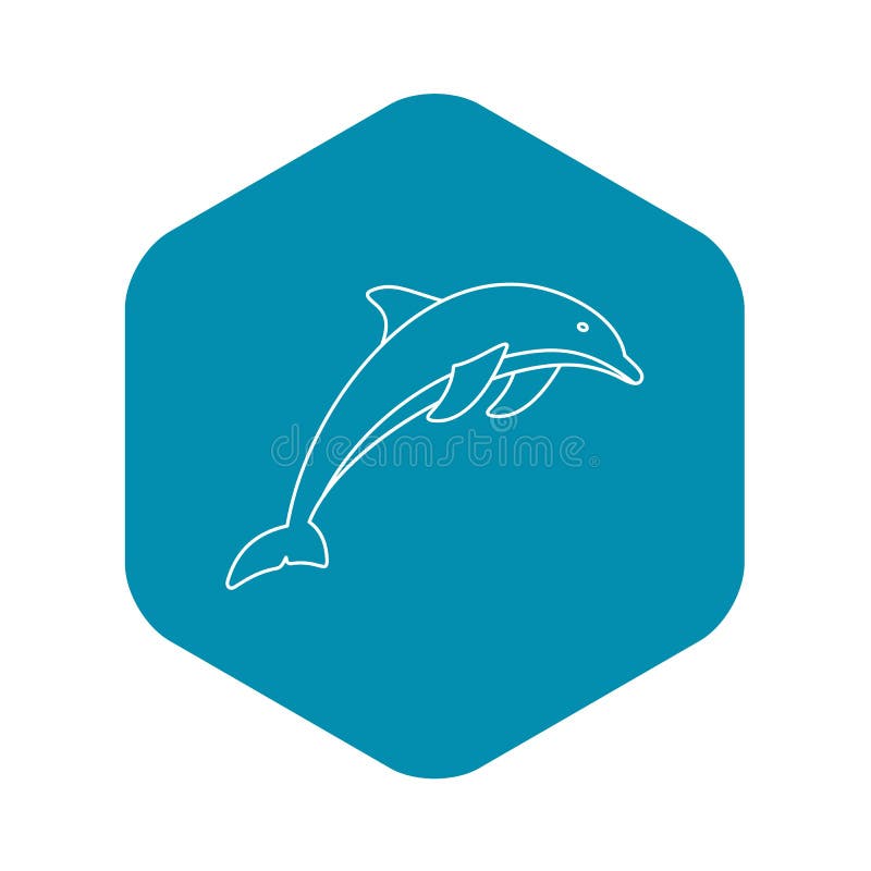 Dolphin Icon, Outline Style Stock Vector - Illustration of smart, thin ...