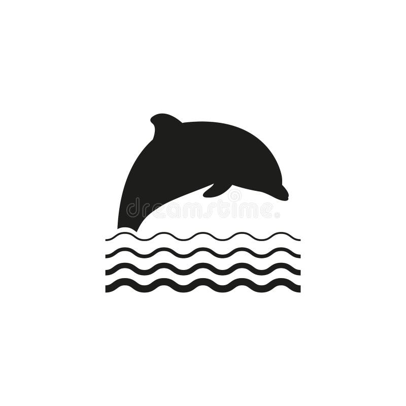 Dolphin Icon on the Waves. Simple Vector Illustration Stock Vector ...