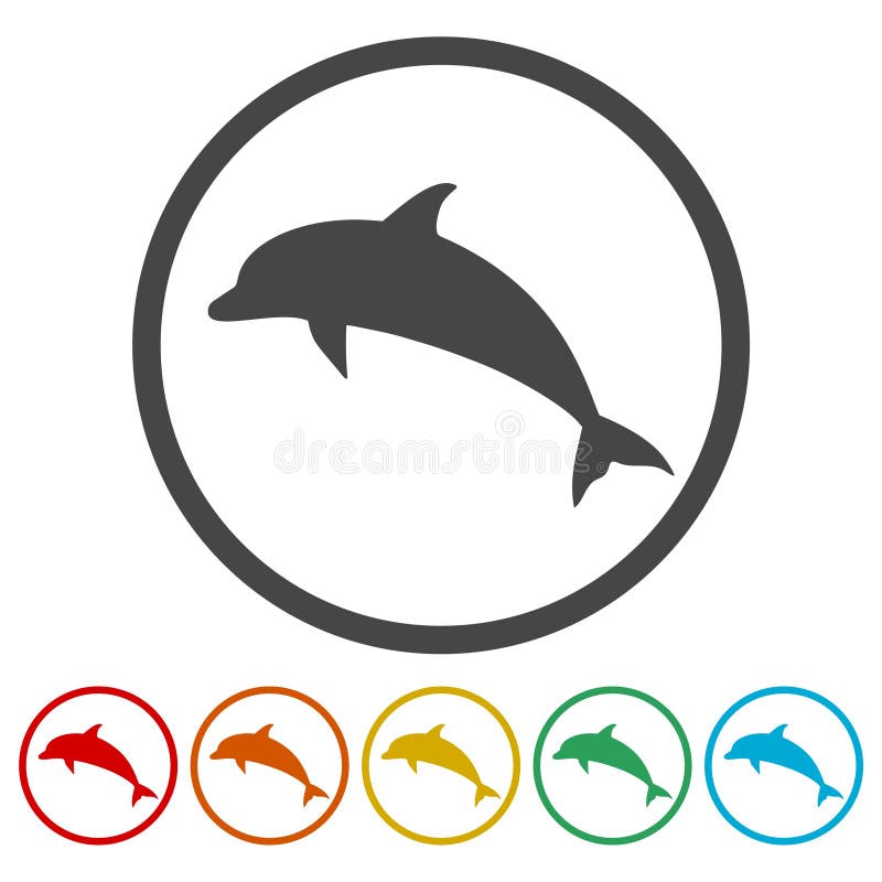 Dolphin icons set stock vector. Illustration of blue - 139369952