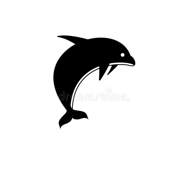 Dolphin Jumped, Sea Animal Silhouette Solid Flat Vector Icon Isolated ...