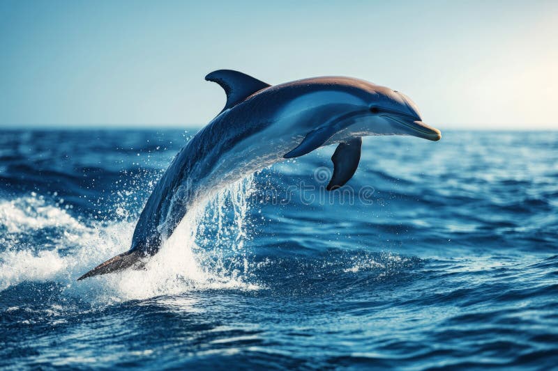 Dolphin Jumping Out of the Water in the Ocean Stock Image - Image of ...
