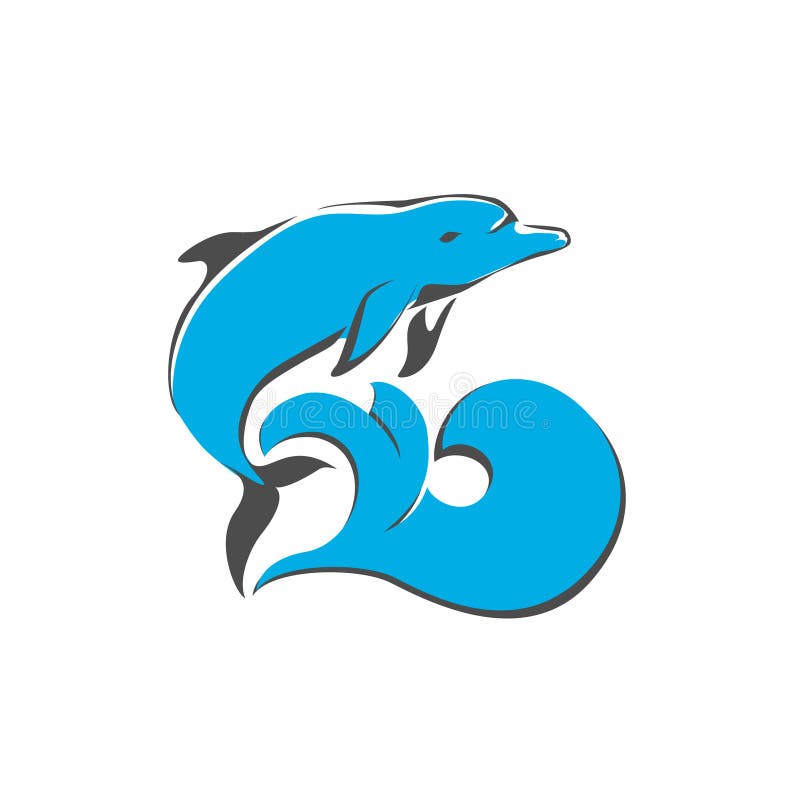 Dolphin Jumping Over a Wave. Dolphin Logo. Stock Vector - Illustration ...