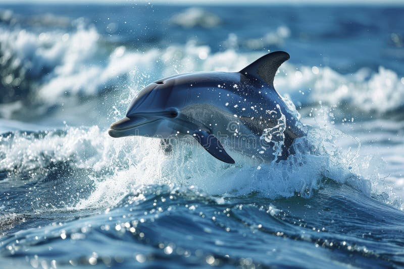 Dolphin Leaping through Ocean Waves As a Symbol of Intelligence and ...