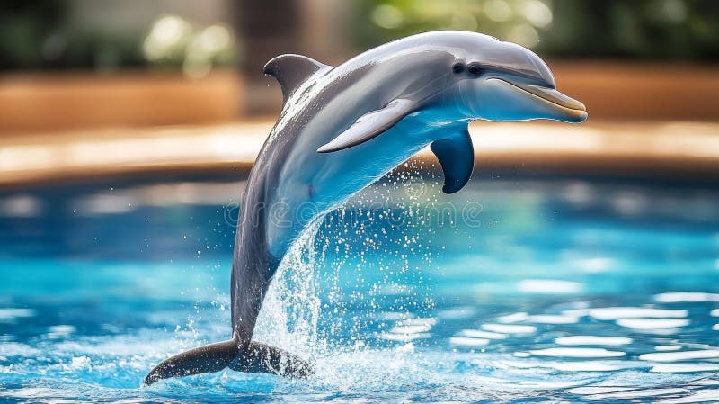 Dolphin Leaping Out of Pool with Splash during Daytime, Fun and Marine ...