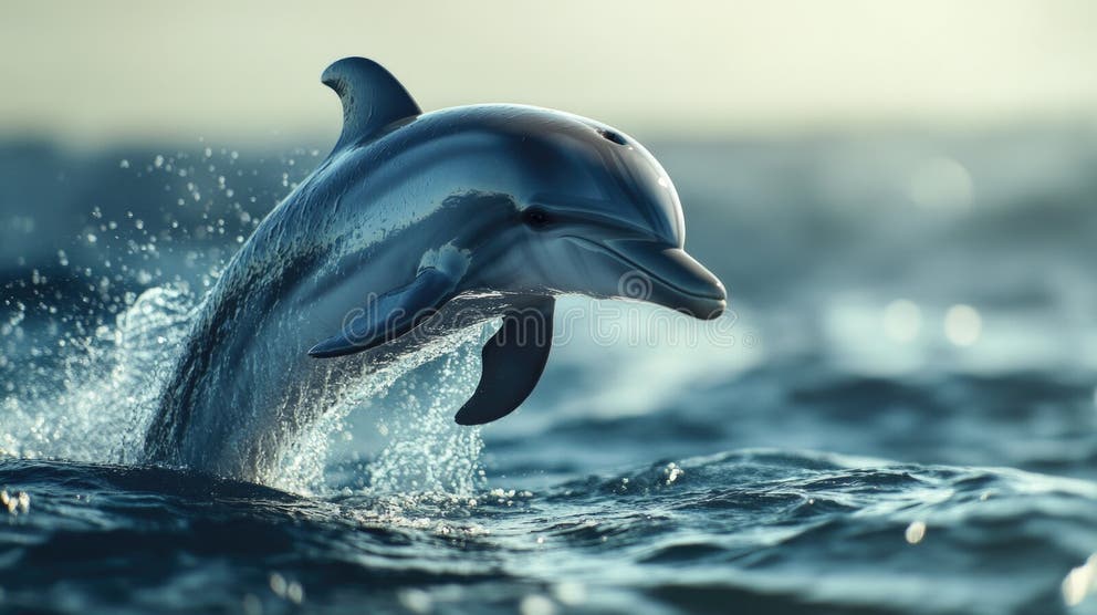 A Dolphin Leaps Out of the Ocean S Surface, Capturing Its Dynamic ...