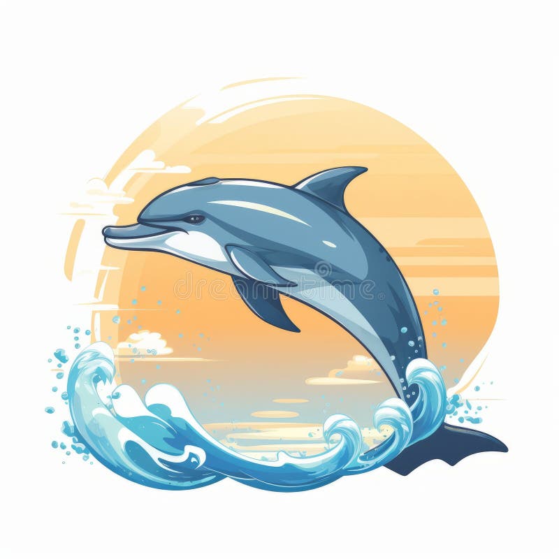 A Dolphin Leaps Out of the Water, Creating a Splash. Stock Illustration ...