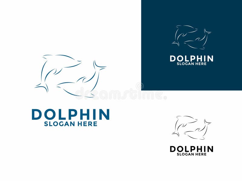 Dolphin Line Art Logo Design Vector Illustration Template Stock Vector ...