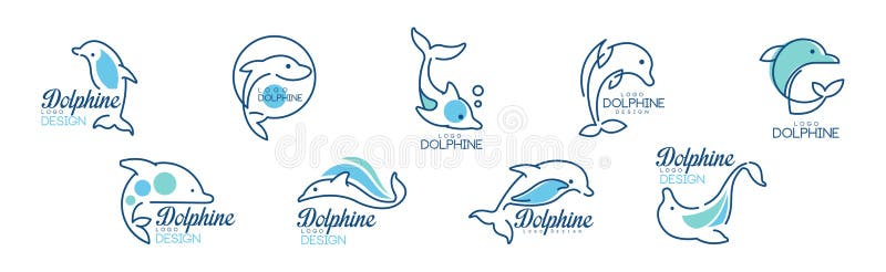 Dolphin Logo Design and Graphic Branding Element Vector Set Stock ...