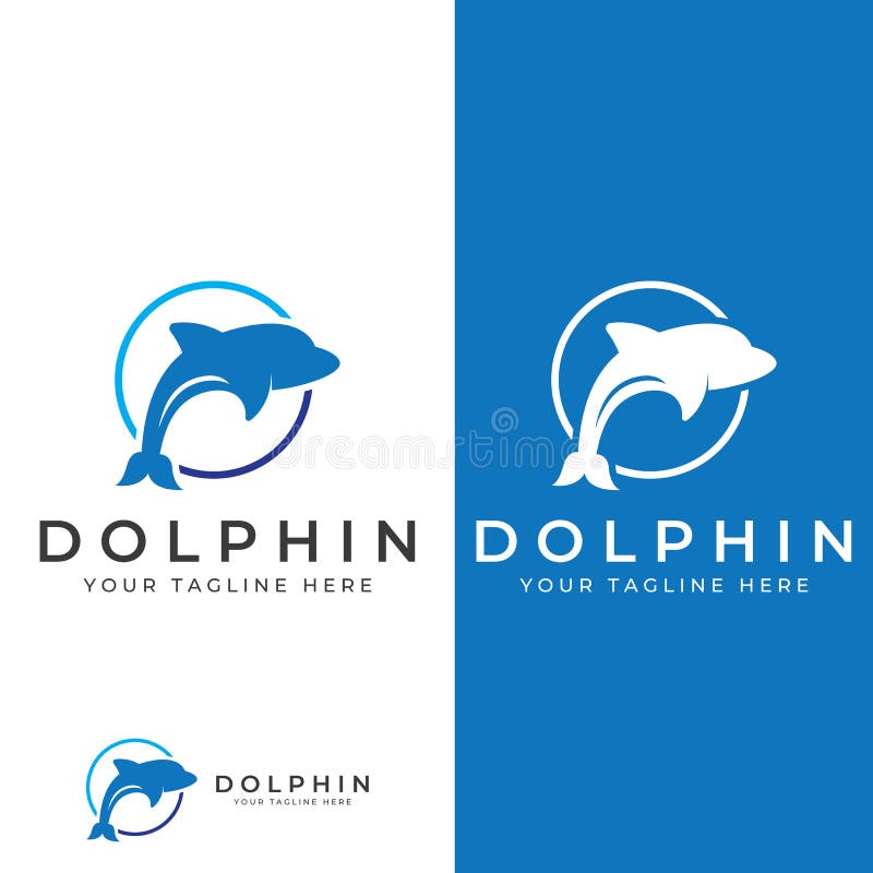 Dolphin Logo. Dolphin Jumping on the Waves of Sea or Beach. with Vector ...