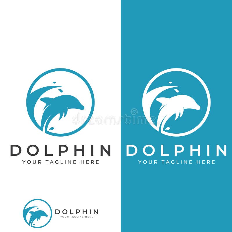 Dolphin Logo. Dolphin Jumping on the Waves of Sea or Beach. with Vector ...