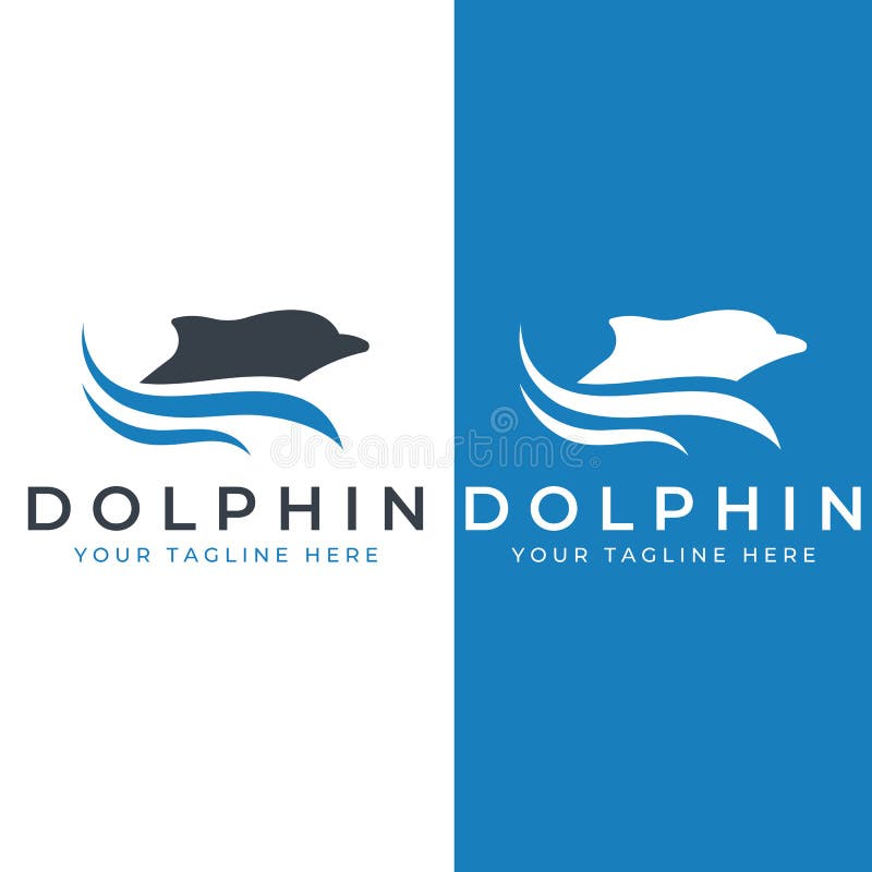 Dolphin Logo. Dolphin Jumping on the Waves of Sea or Beach. with Vector ...