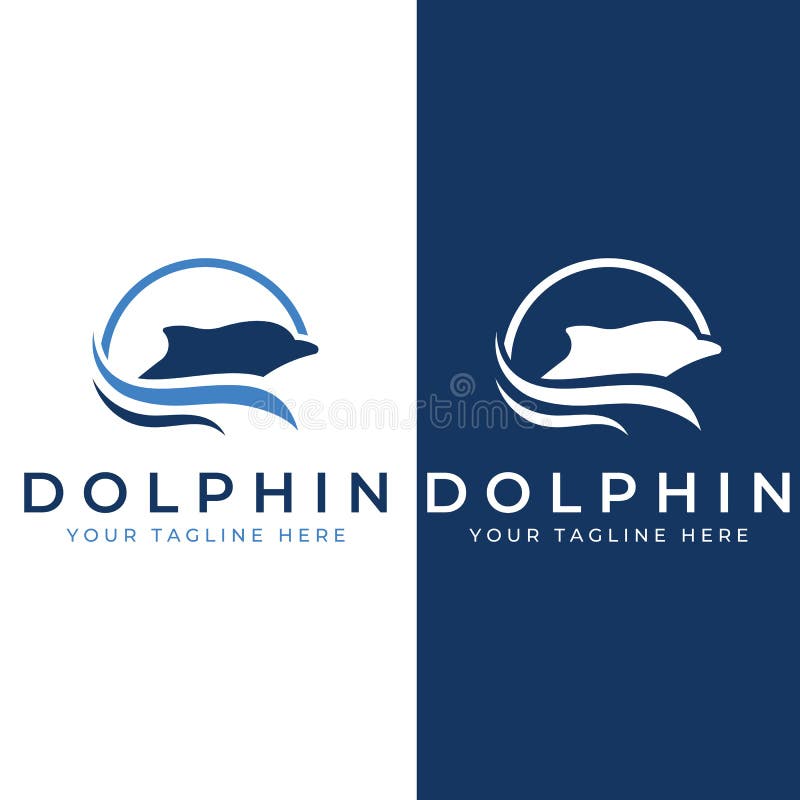 Dolphin Logo. Dolphin Jumping on the Waves of Sea or Beach. with Vector ...