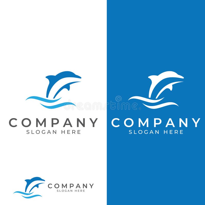 Dolphin Logo. Dolphin Jumping on the Waves of Sea or Beach. with Vector ...