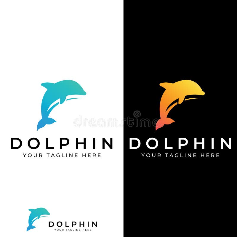 Dolphin Logo. Dolphin Jumping on the Waves of Sea or Beach. with Vector ...