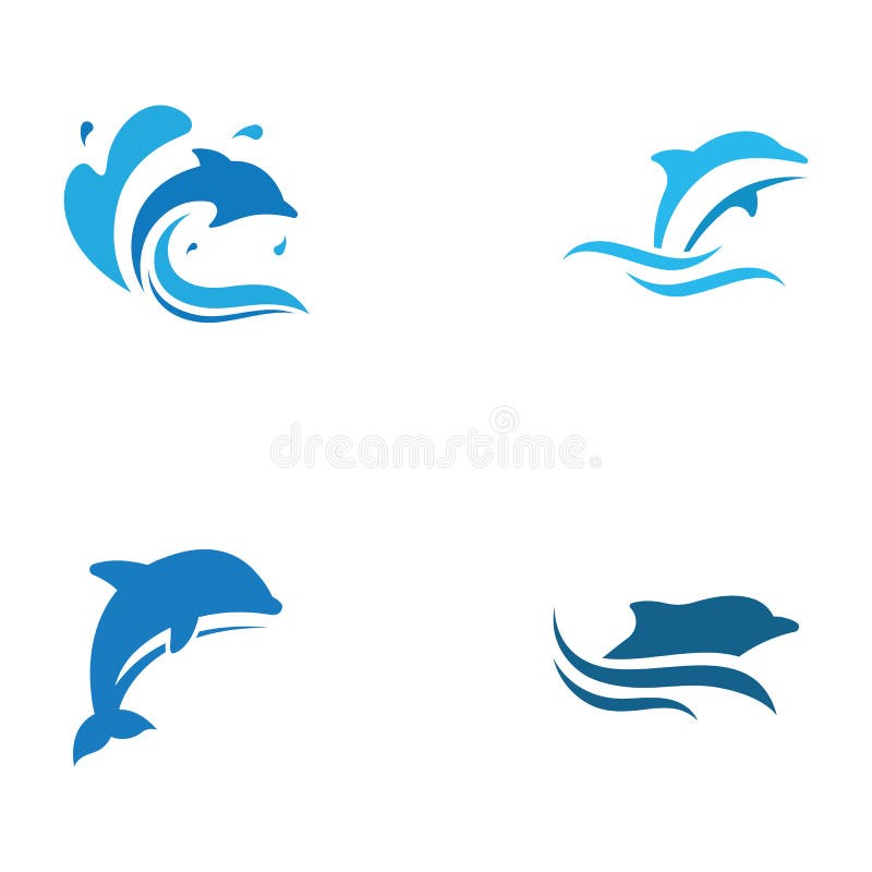 Dolphin Logo. Dolphin Jumping on the Waves of Sea or Beach. with Vector ...