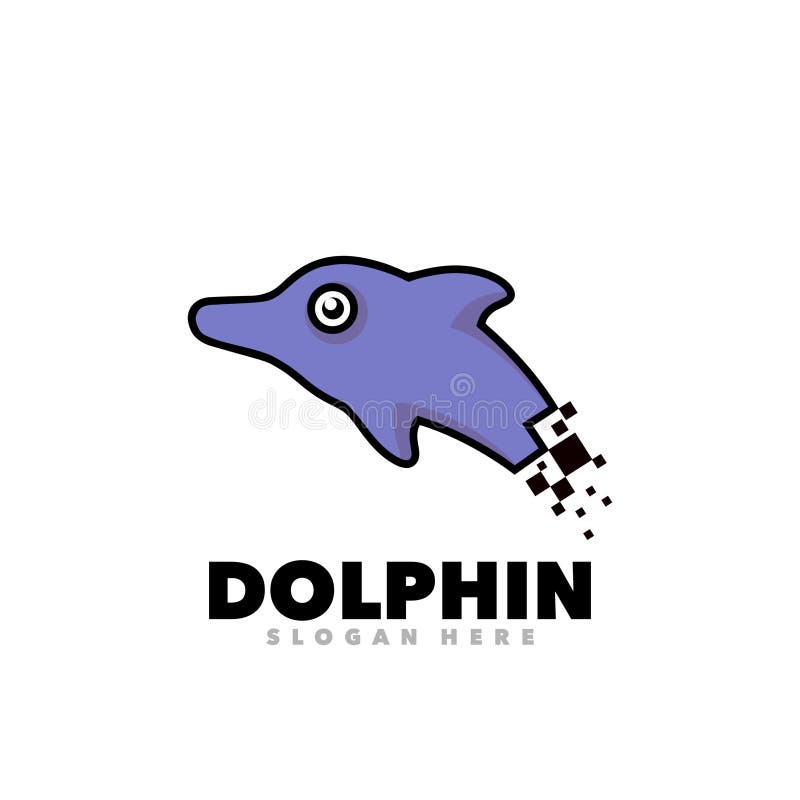 Dolphin Pixel Simple Mascot Logo Design Stock Vector - Illustration of ...