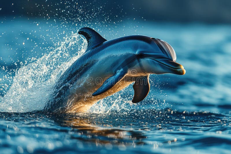 A Dolphin in Motion, Jumping Out of the Water Stock Image - Image of ...