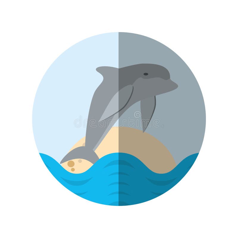 Dolphin Ocean Fish Friendly Badge Shadow Stock Illustration ...