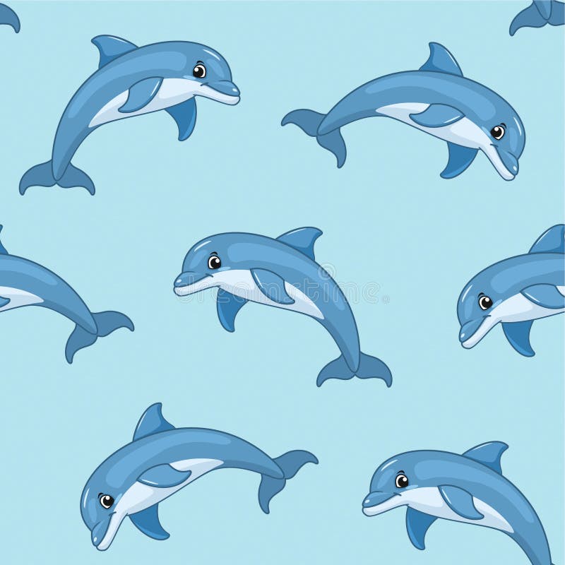 Dolphin seamless texture stock vector. Illustration of mammal - 37120574