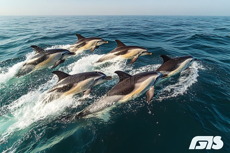 Dolphin Pod in the Ocean stock illustration. Illustration of navigation ...