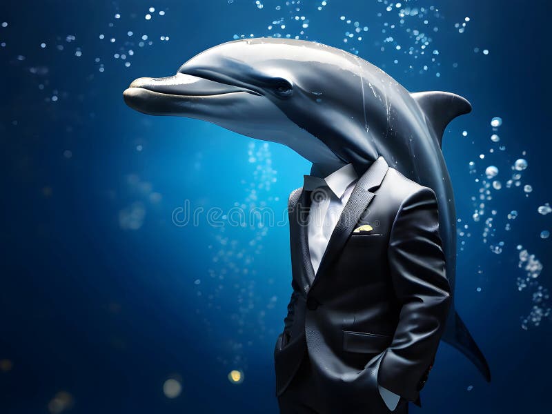 Dolphin Portrait in the Elegant Suit Stock Illustration - Illustration ...