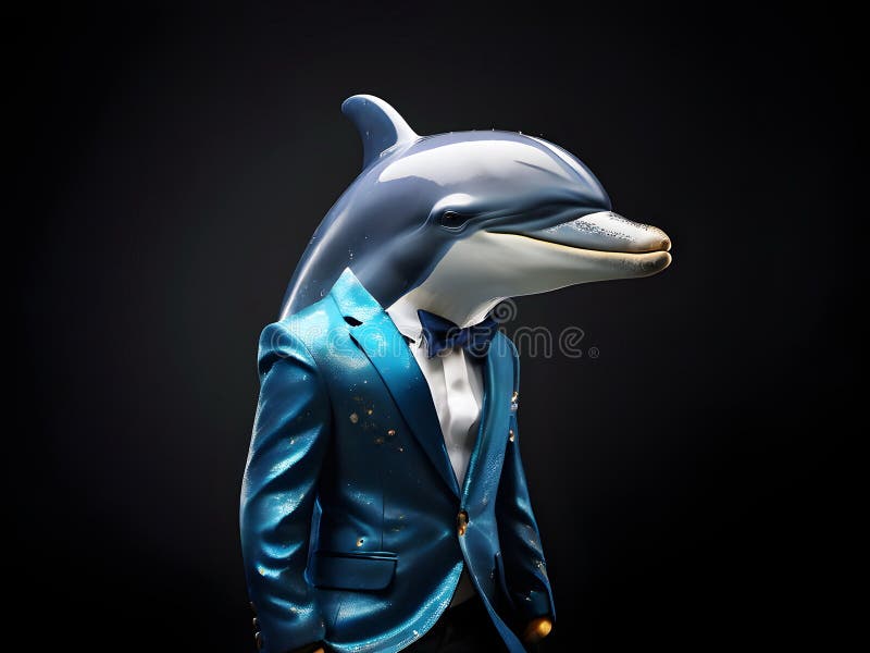 Dolphin Portrait in the Elegant Suit Stock Illustration - Illustration ...