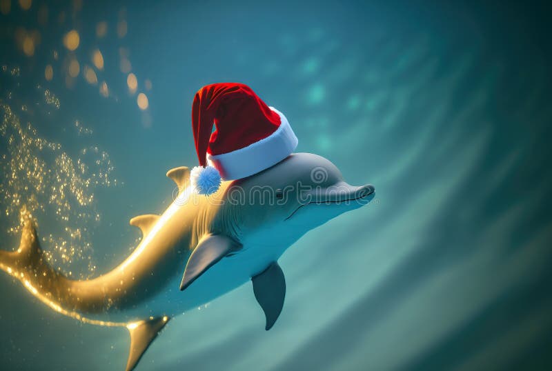 A dolphin with santa hat stock illustration. Illustration of santa ...