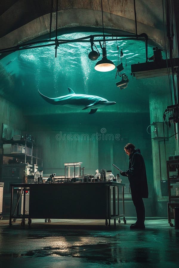A Dolphin Scientist in a Underwater Laboratory Stock Illustration ...