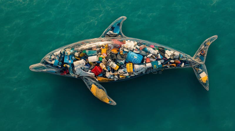 AI Generated. a Dolphin-shaped Sculpture Filled with Plastic Waste ...