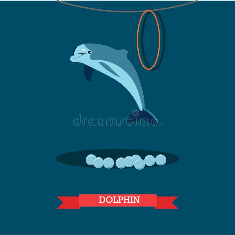 Dolphin Show Vector Illustration in Flat Style Stock Vector ...