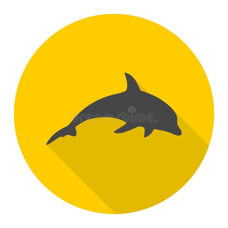Dolphin Silhouette Icon with Long Shadow Stock Vector - Illustration of ...