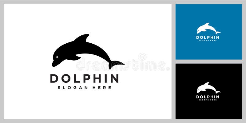 Dolphin Silhouette Logo Design Template Stock Vector - Illustration of ...
