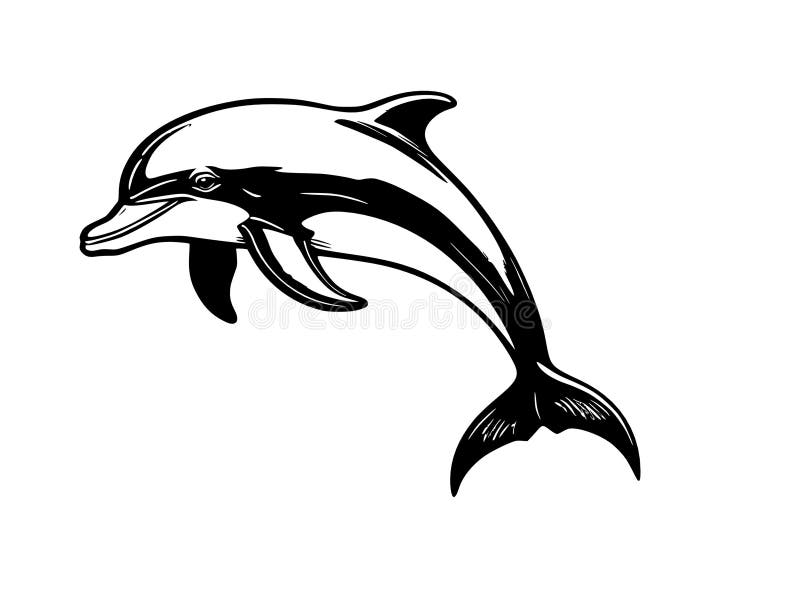 Dolphin Sketch Cartoon Illustration Stock Illustration - Illustration ...