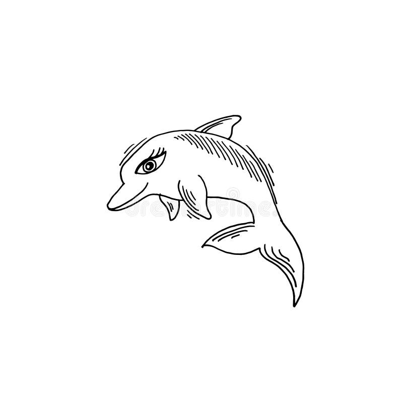 Dolphin Sketch Drawing Icon Summer Themed Stock Vector - Illustration ...
