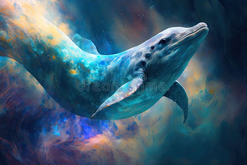 Dolphin on Space Nebula Background Wallpaper - Generative AI Stock ...