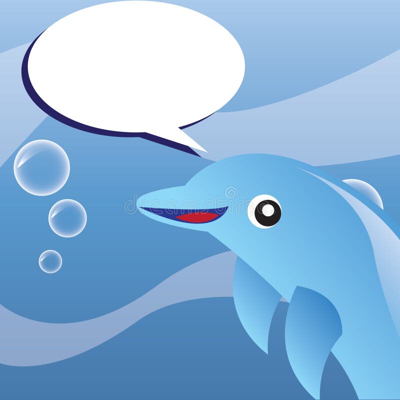 Dolphin with Speech Bubble. Vector Illustration Decorative Design Stock ...