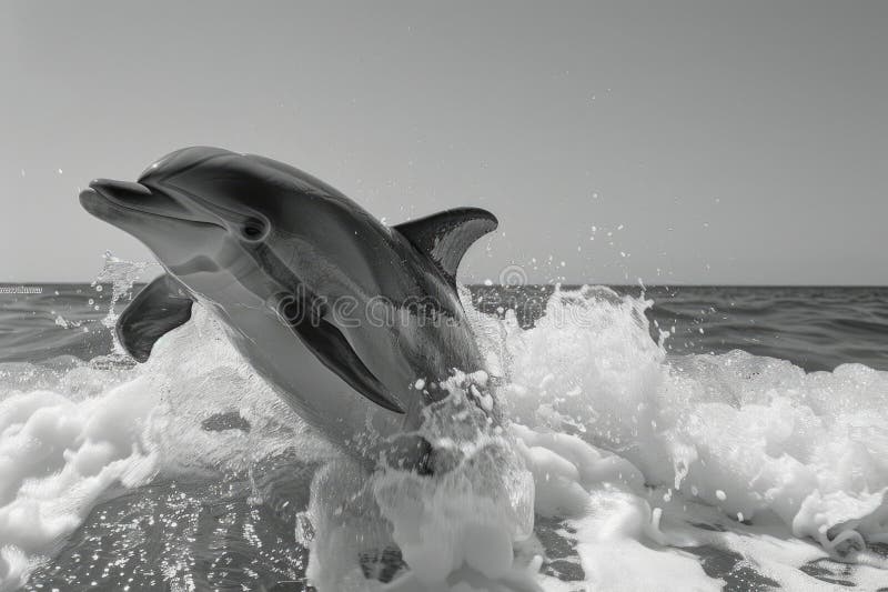 Dolphin Splash in Ocean stock image. Image of waves - 363090373