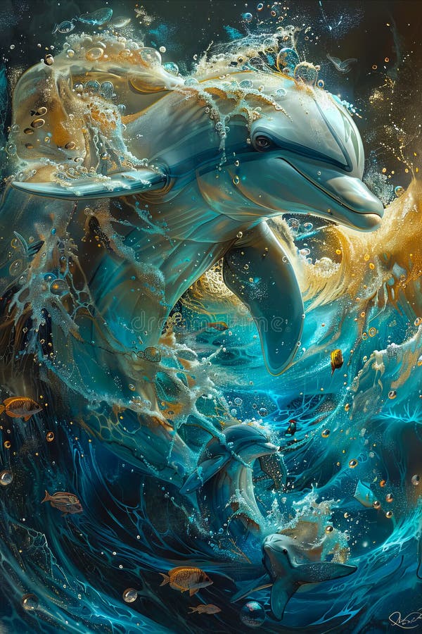 A Dolphin is Splashing in the Water Stock Image - Image of water ...