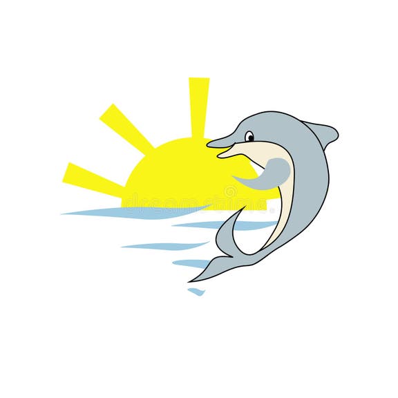 Dolphin and sun stock vector. Illustration of blue, animal - 42397691
