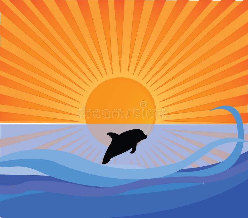 Dolphin Sunset Stock Illustrations – 627 Dolphin Sunset Stock ...