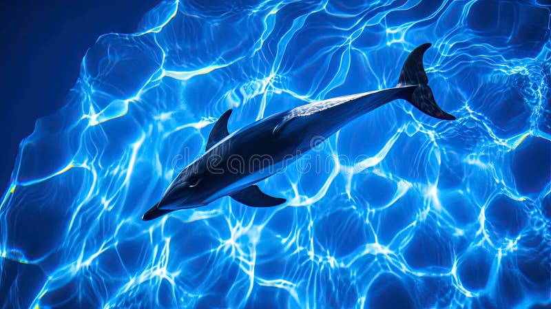A Dolphin Swimming in Blue Water, Top View Stock Illustration ...