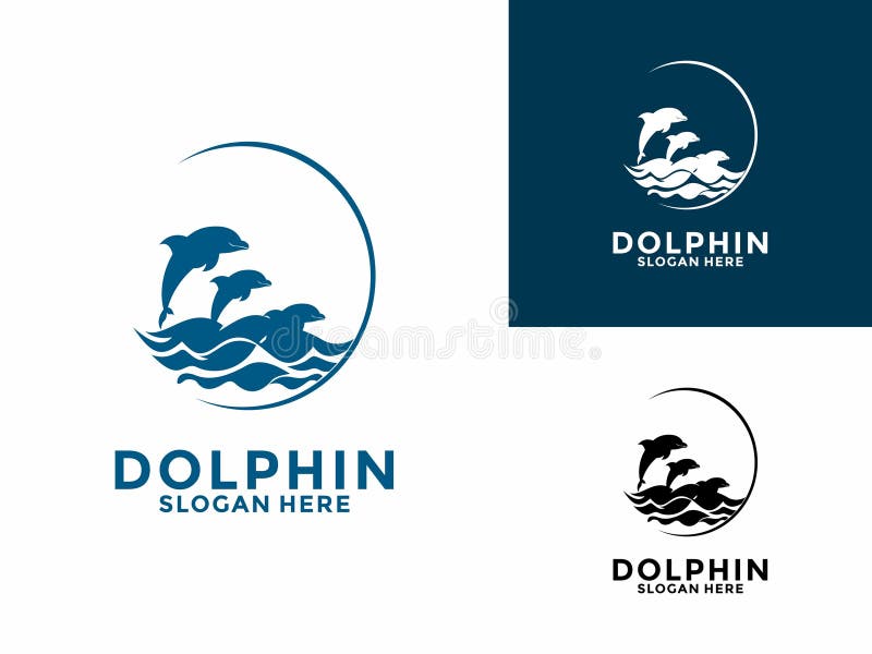 Dolphin Swimming in the Ocean Water Logo Design Vector Illustration ...
