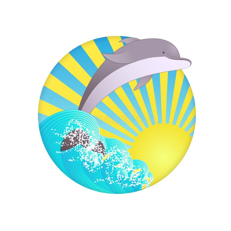Dolphin stock vector. Illustration of circle, sunshine - 64213588