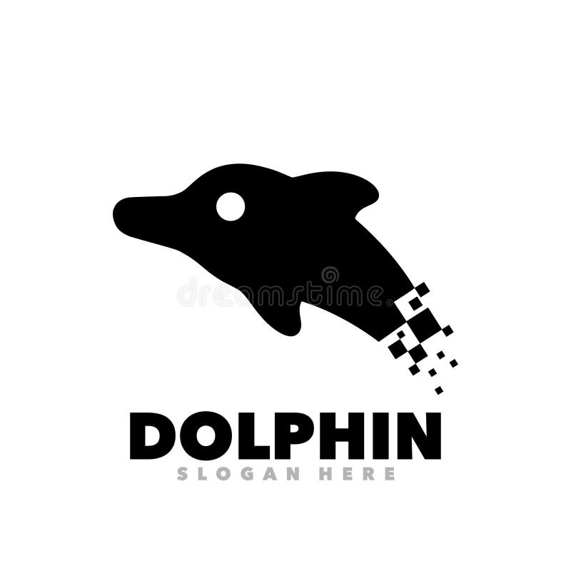 Dolphin Symbol Pixel Icon Logo Stock Vector - Illustration of ...
