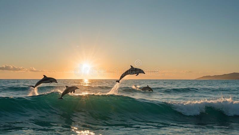 Dolphin Symphony Majestic Marine Life in Turquoise Waters Stock ...