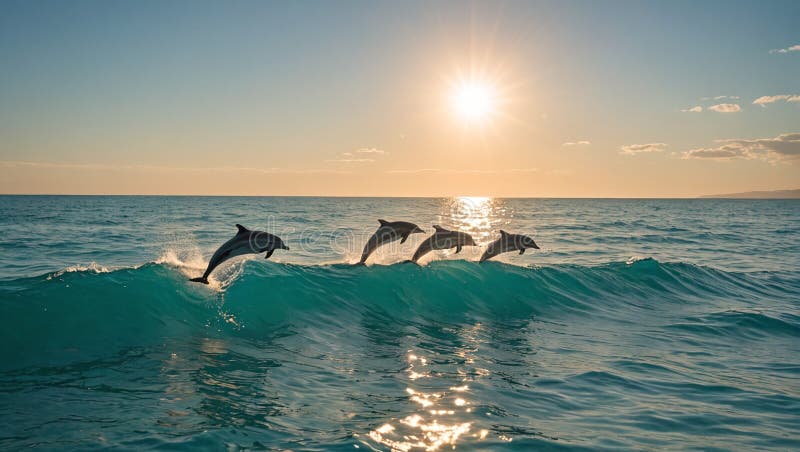 Dolphin Symphony Majestic Marine Life in Turquoise Waters Stock ...