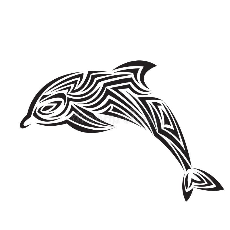 Dolphin Tattoo Tribal Stylised Maori Koru Design Stock Vector ...