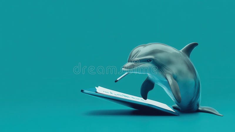 Dolphin Using Stylus for Document Editing Stock Illustration ...