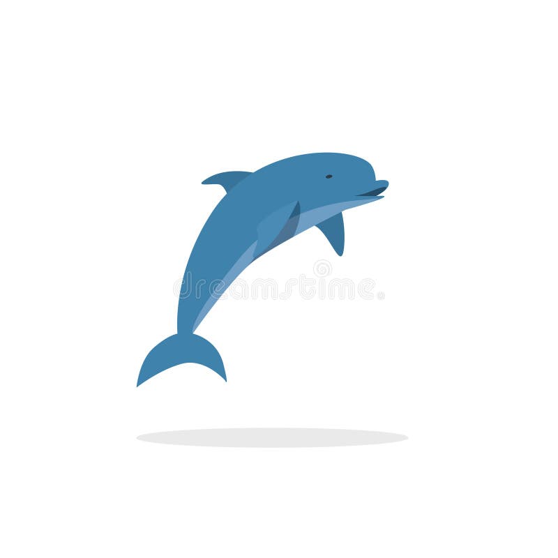 Dolphin Vector Illustration, Flat Style Jumping Happy Dolphin Stock ...