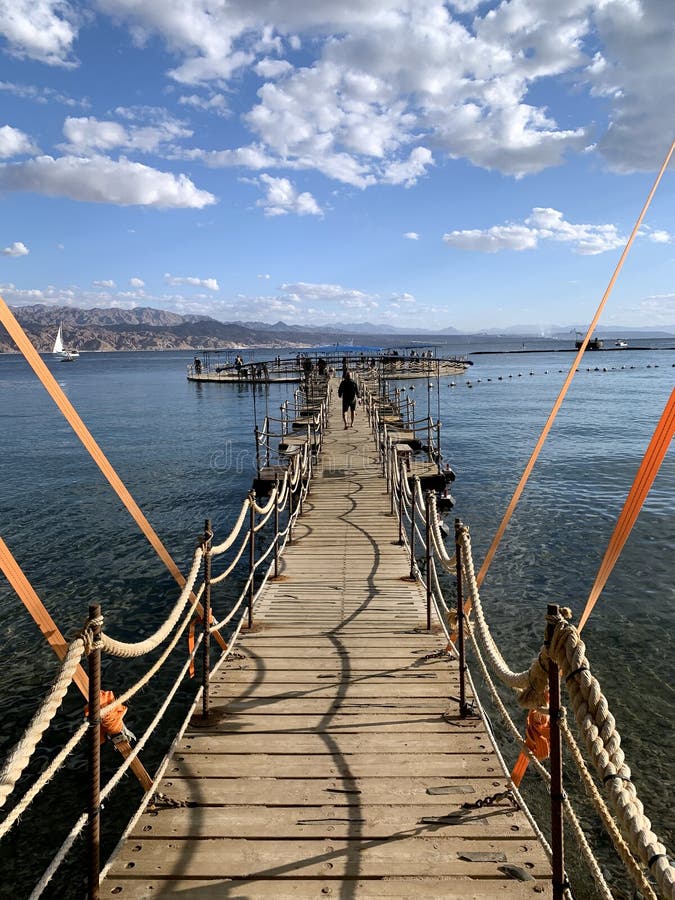Walkways on Dolphin Reef Beach in Eilat Stock Image - Image of watching ...